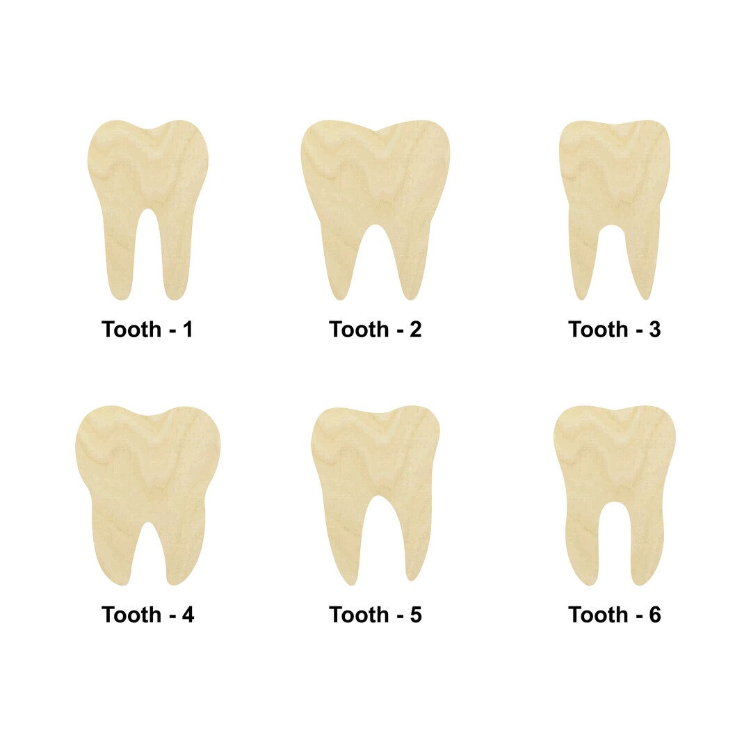 Tooth Shape - Multiple Sizes- Laser Cut Unfinished Wood Cutout Shapes ...