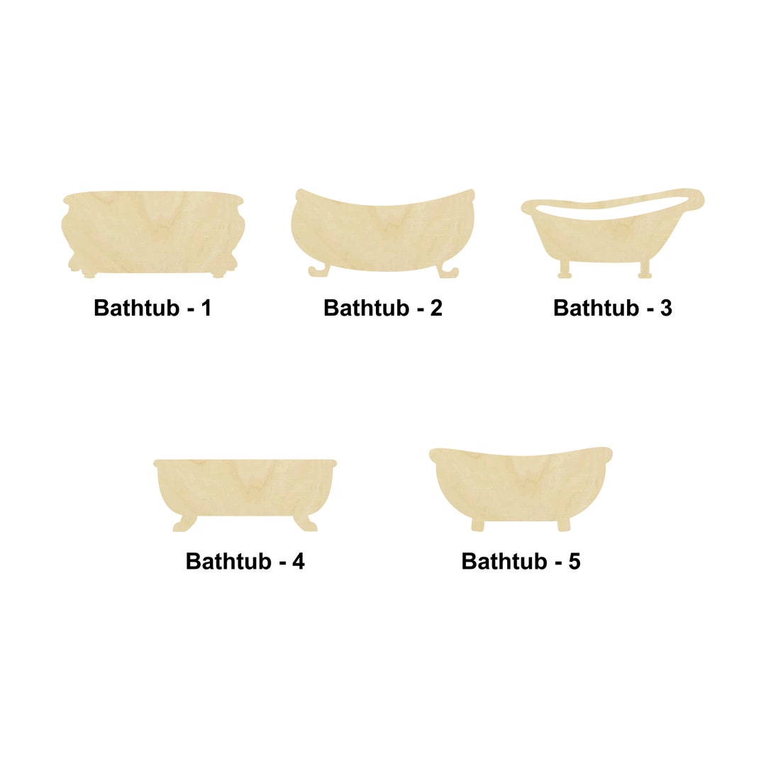Bathtub Bathroom Wooden Shape - Multiple Sizes- Laser Cut Unfinished ...