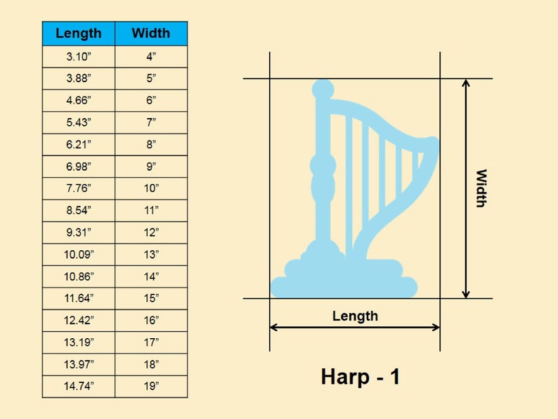 Harp Music Instruments Shapes - Multiple Sizes - Laser Cut Unfinished ...