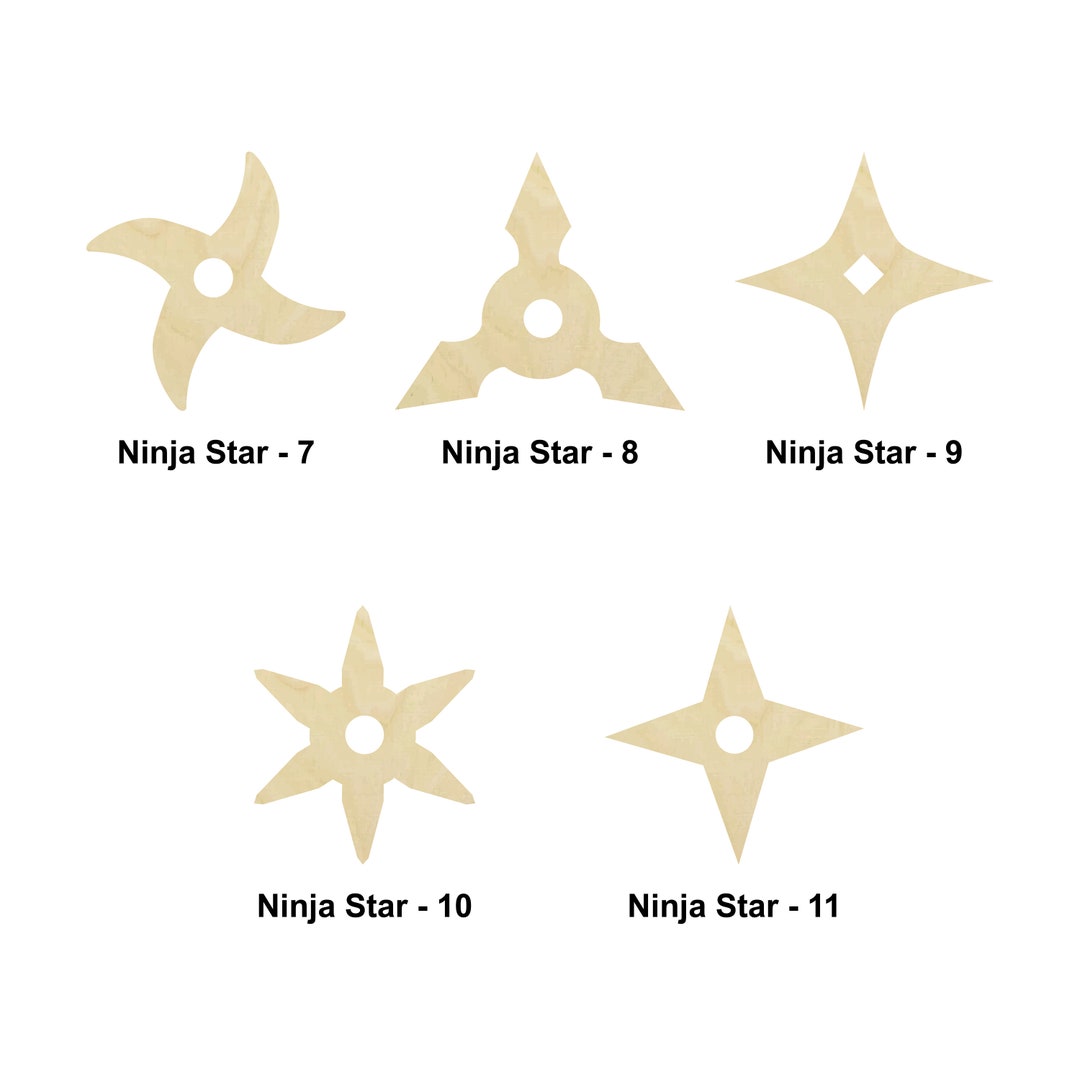Ninja Star Shape - Multiple Sizes - Laser Cut Unfinished Wood Cutout ...