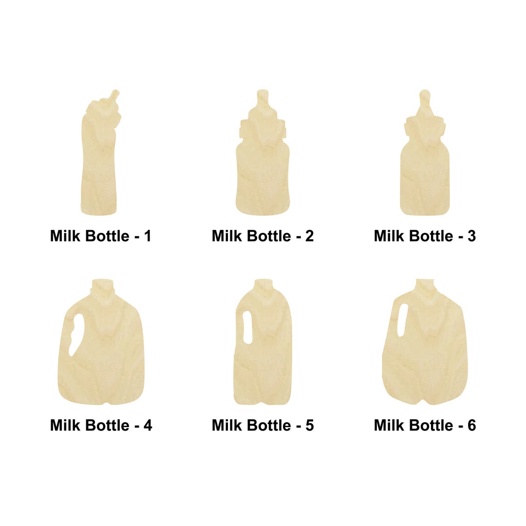 Milk Bottle Wooden Shape - Multiple Sizes - Laser Cut Unfinished Wood ...