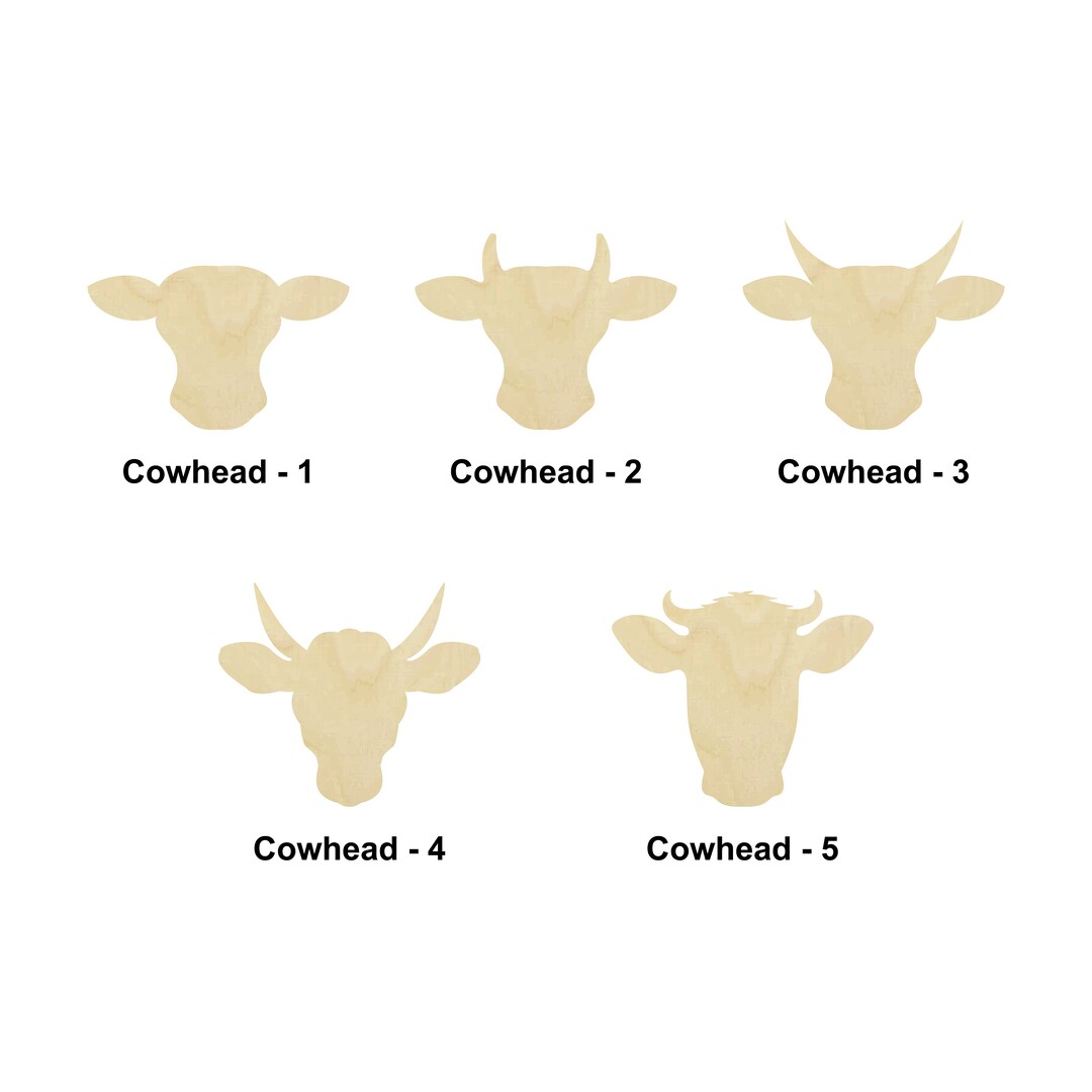 Cowhead Animal- Multiple Sizes - Laser Cut Unfinished Wood Cutout ...