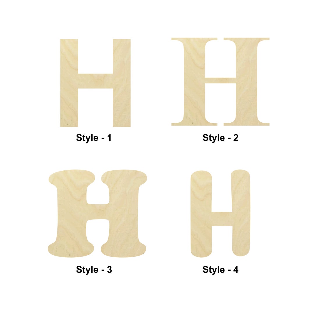Block Letter H Wooden Shape - Multiple Sizes- Laser Cut Unfinished Wood ...