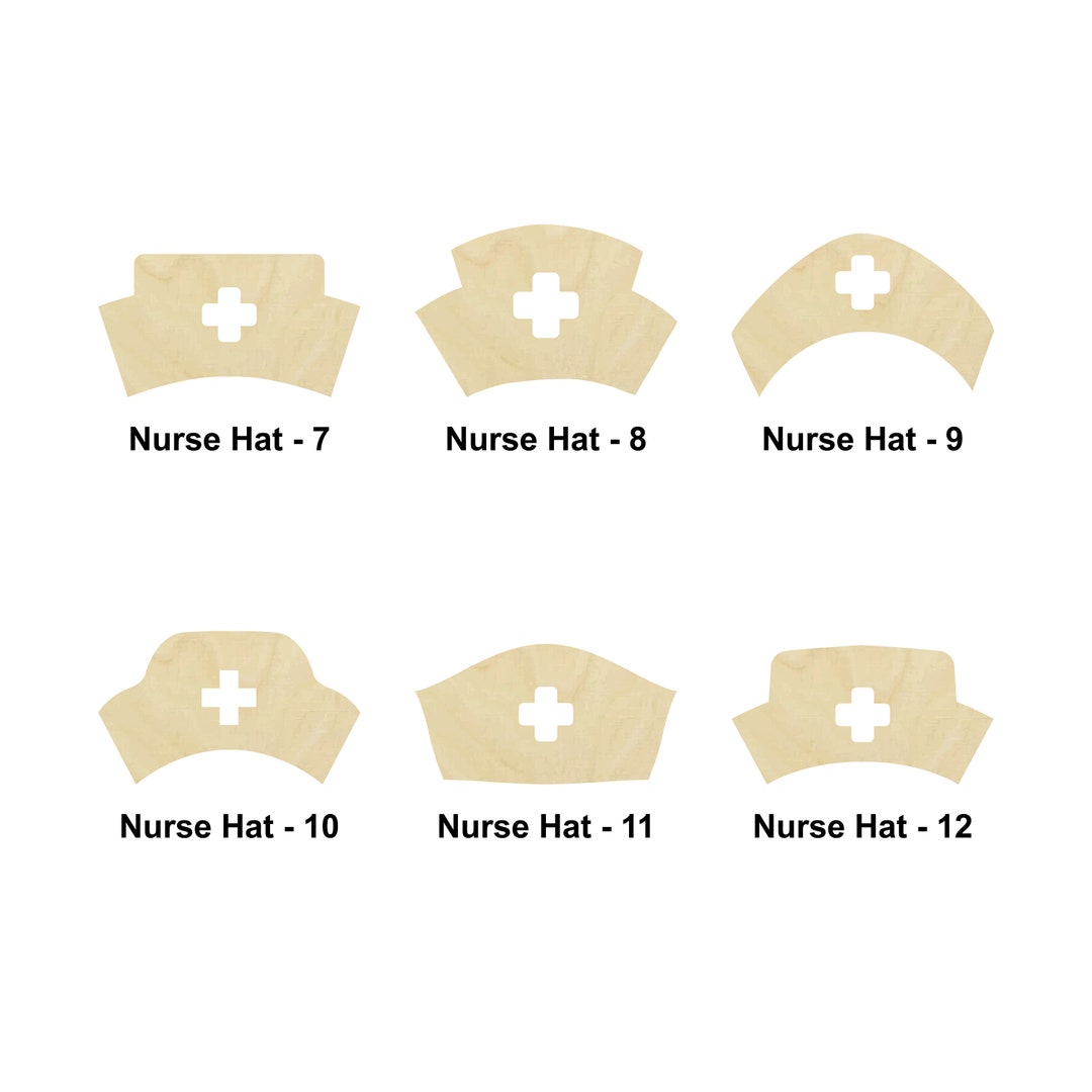 Nurse Hat-2 Wooden Shape - Multiple Sizes - Laser Cut Unfinished Wood ...