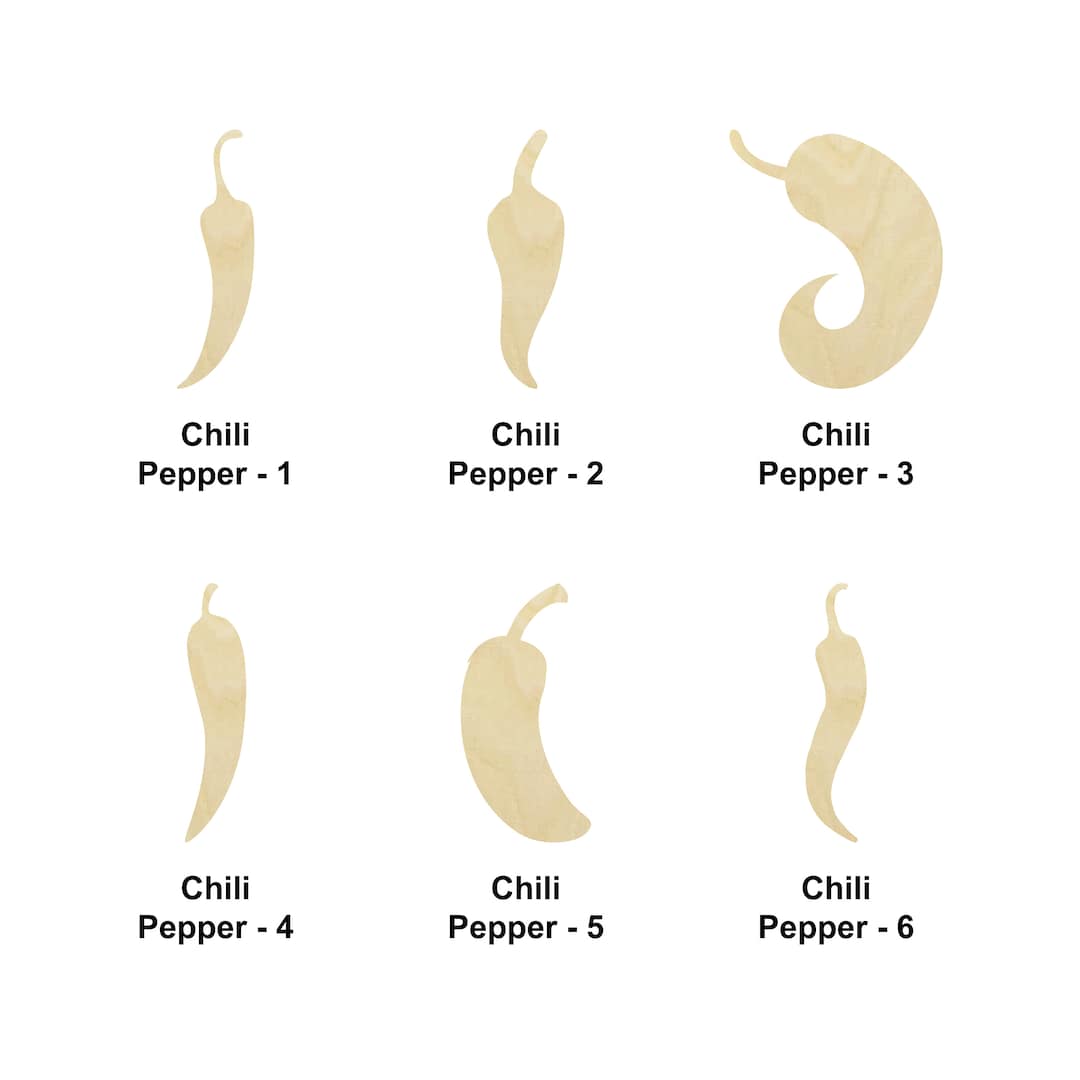 Chili Pepper Vegetable Shape Wooden-multiple Sizes - Laser Cut ...