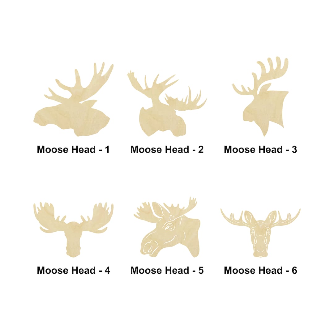 Moose Head - Animal- Multiple Sizes - Laser Cut Unfinished Wood Cutout ...