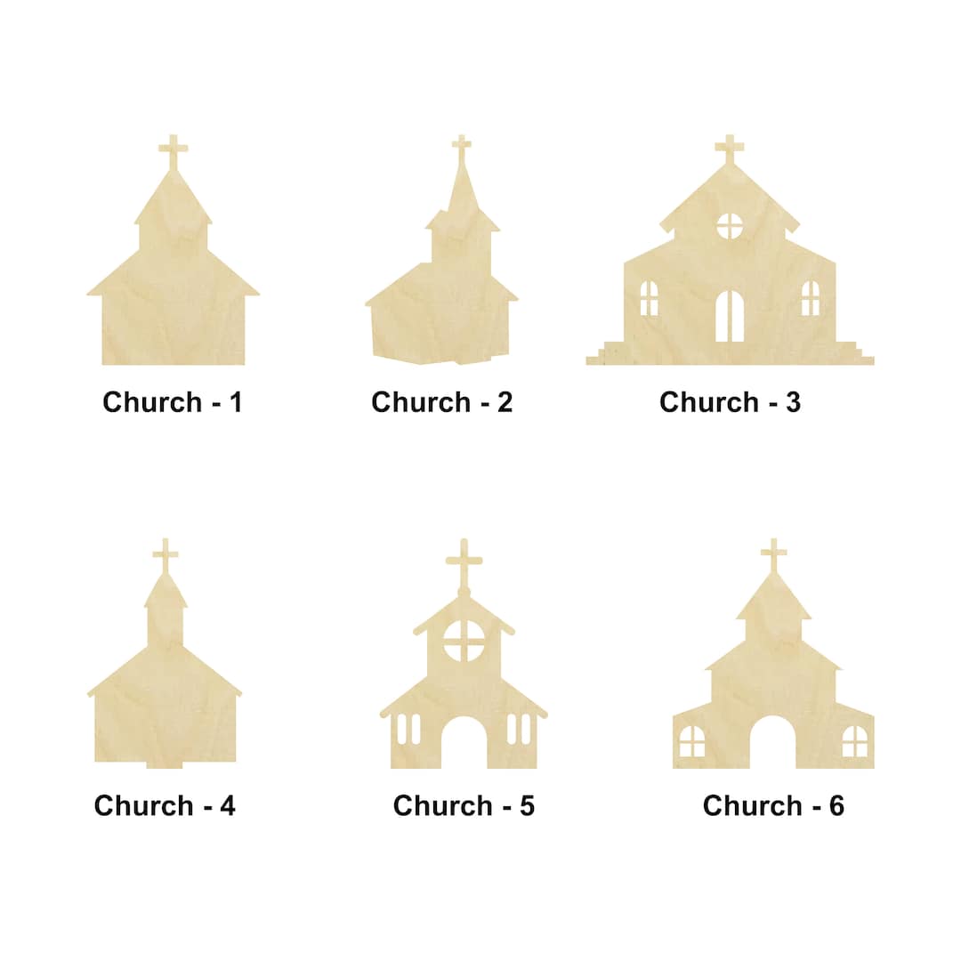Church Shape Wooden - Multiple Sizes - Laser Cut Unfinished Wood Cutout ...