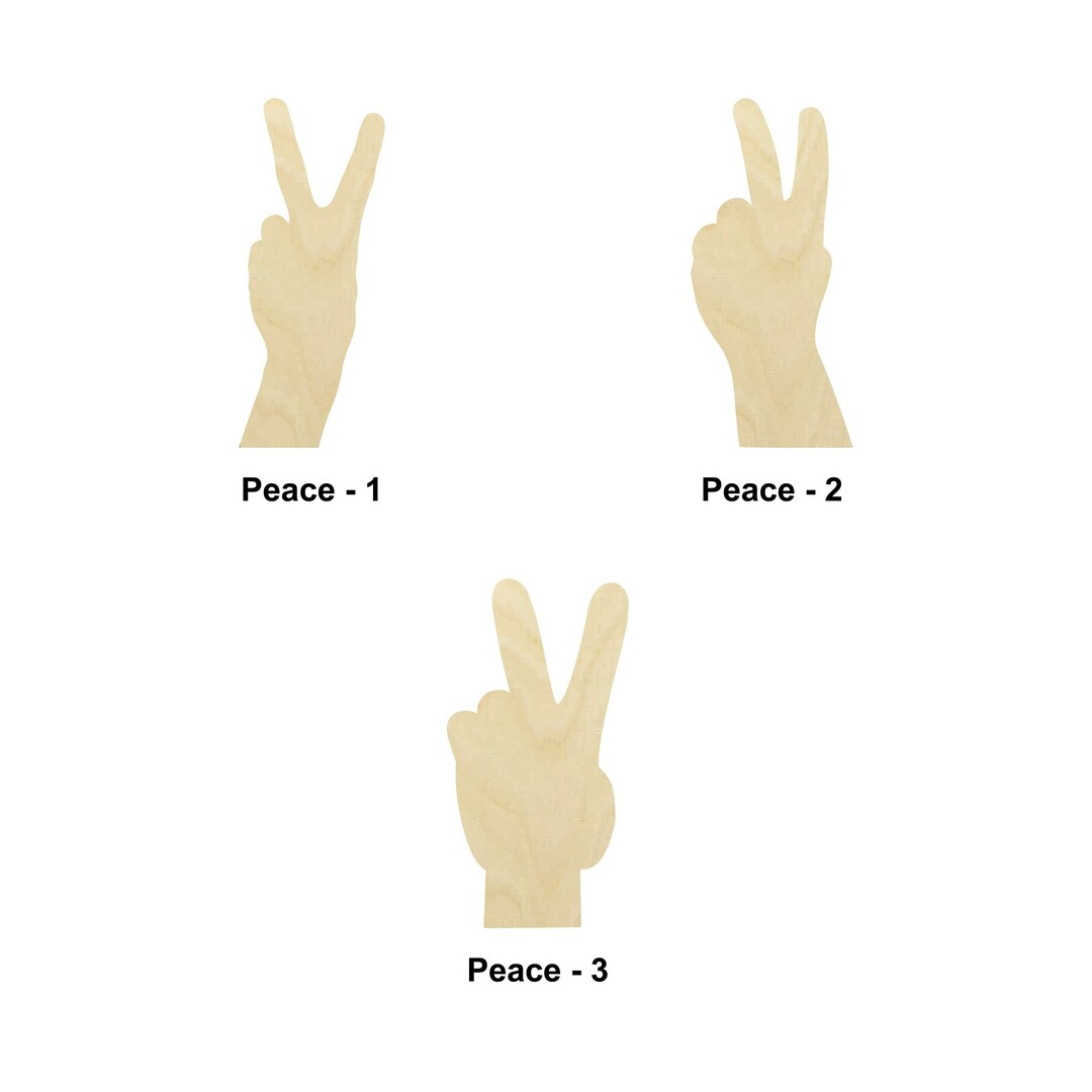 Peace Hand Shape Wooden - Multiple Sizes- Laser Cut Unfinished Wood ...