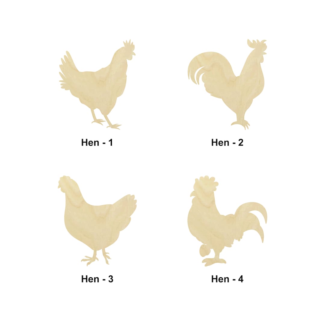 Hen Animal Shape - Multiple Sizes- Laser Cut Unfinished Wood Cutout ...