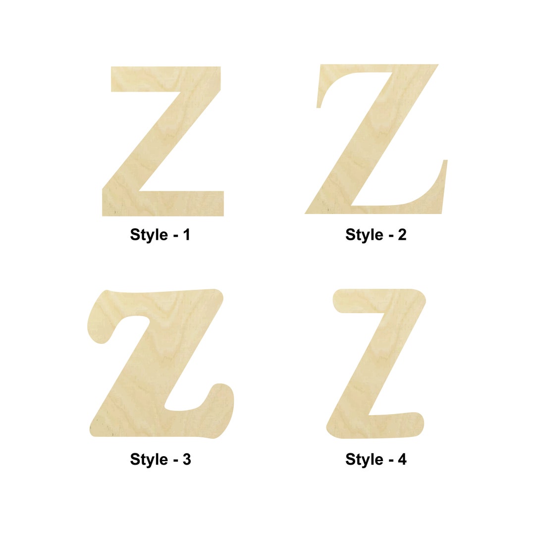 Block Letter Z Wooden Shape - Multiple Sizes- Laser Cut Unfinished Wood ...