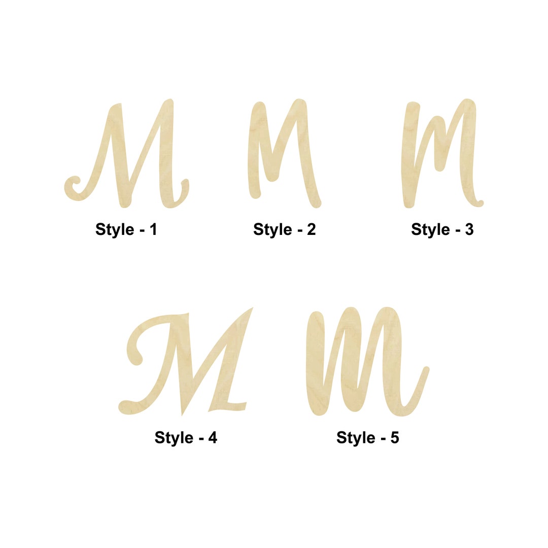 Script Block Letter M Wooden Shape - Multiple Sizes- Laser Cut ...