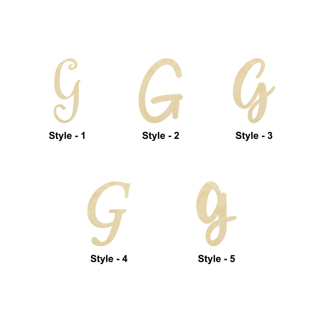 Script Block Letter G Wooden Shape - Multiple Sizes- Laser Cut ...