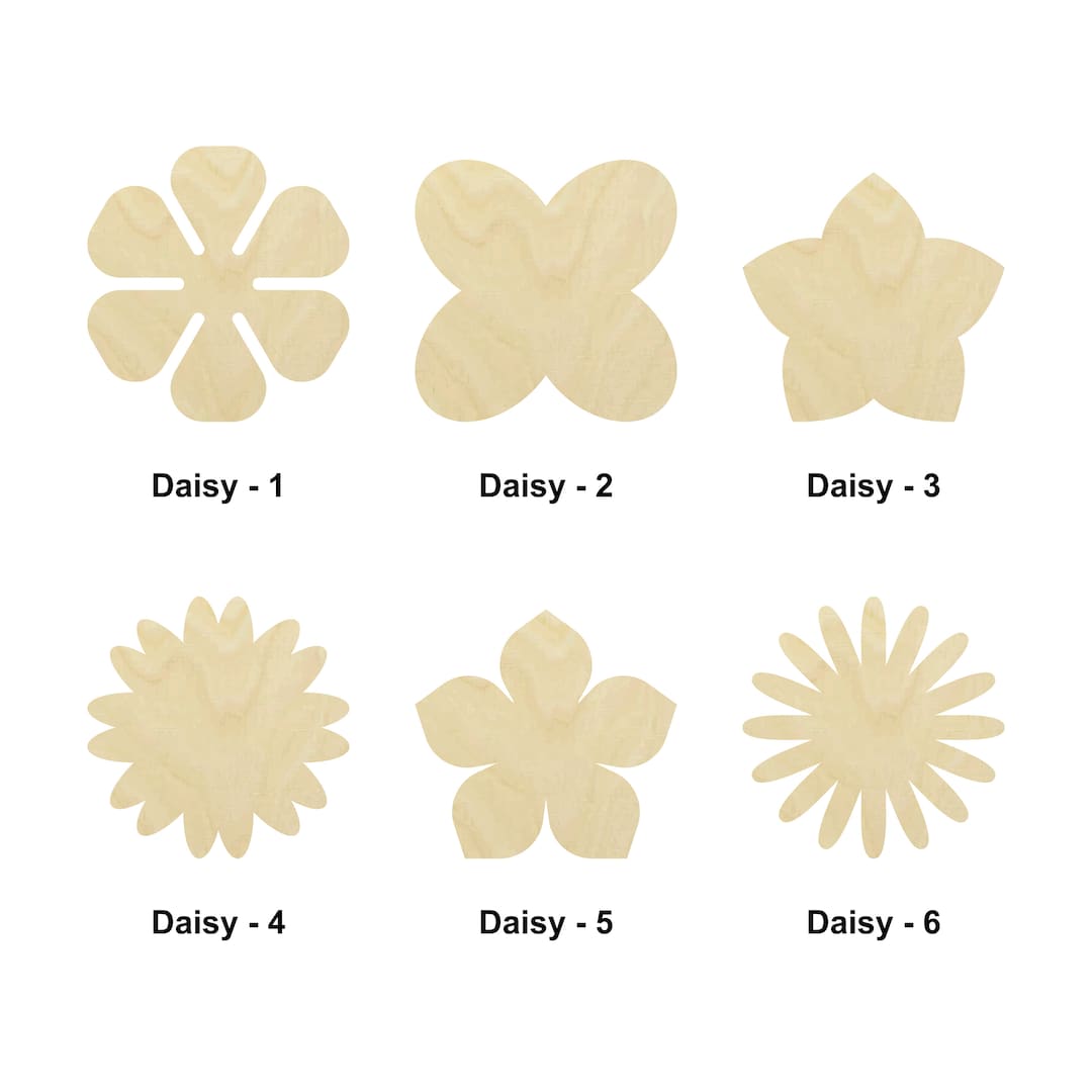 Daisy Flower Shape - Multiple Sizes - Laser Cut Unfinished Wood Cutout ...