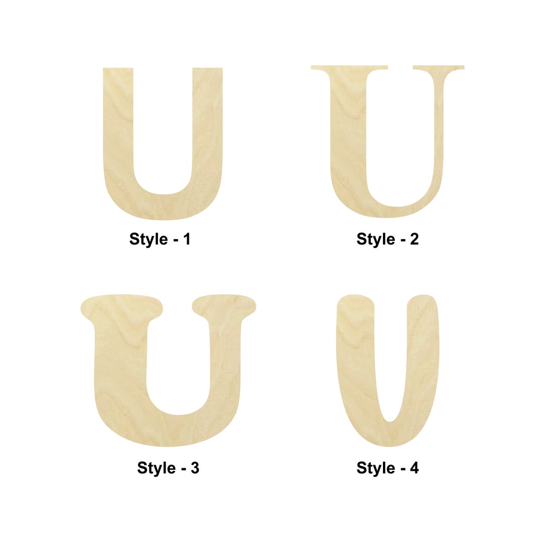 Block Letter U Wooden Shape - Multiple Sizes- Laser Cut Unfinished Wood ...