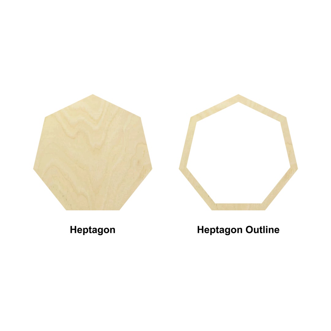 Heptagon Geometry Shape - Multiple Sizes - Laser Cut Unfinished Wood ...