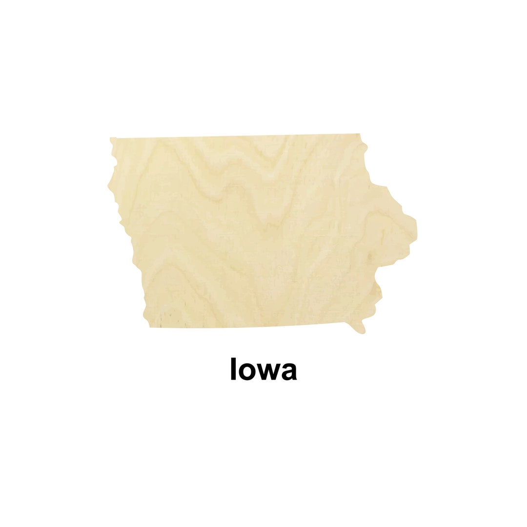Iowa State Map Wooden Shape - Multiple Sizes- Laser Cut Unfinished Wood ...