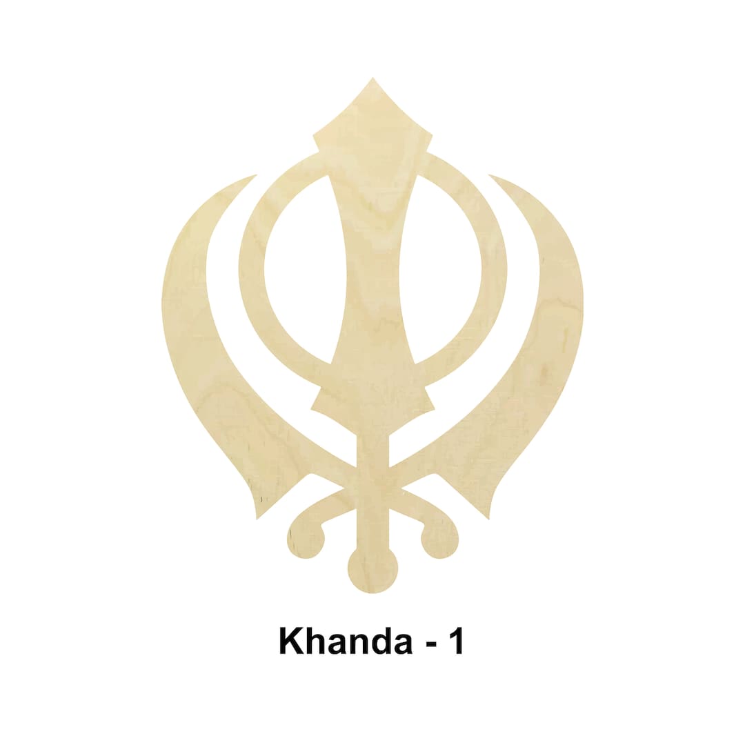 Khanda Symbol Shape Wooden - Multiple Sizes - Laser Cut Unfinished Wood ...