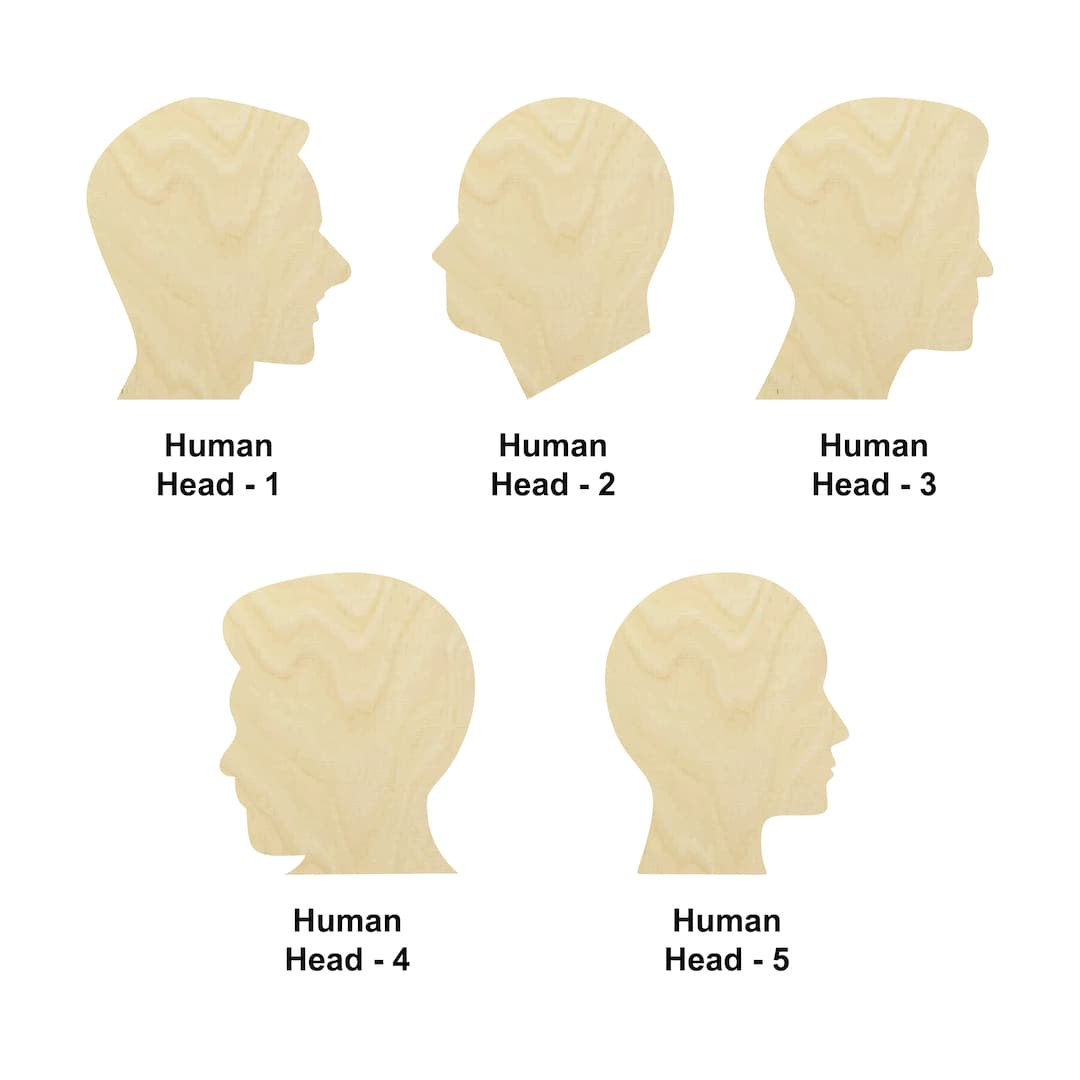Human Head Shape - Multiple Sizes - Laser Cut Unfinished Wood Cutout ...