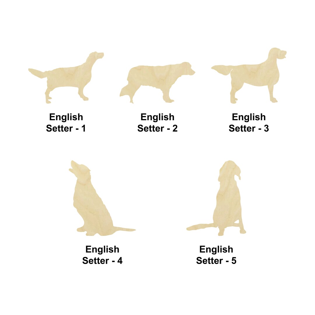 English Setter Dog Animal Wooden Shape - Multiple Sizes- Laser Cut ...