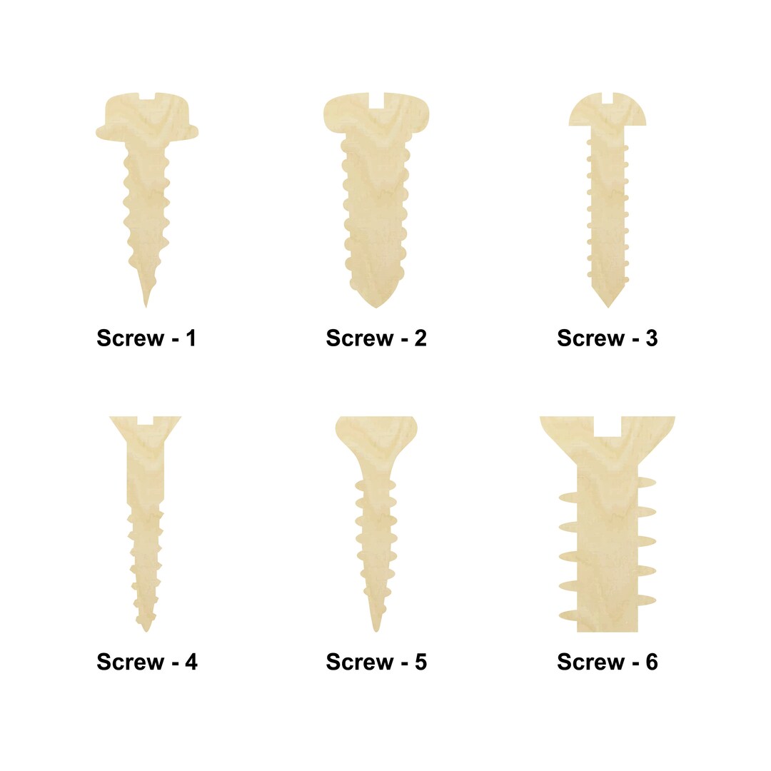 Screw Tools Shape Wooden - Multiple Sizes - Laser Cut Unfinished Wood ...