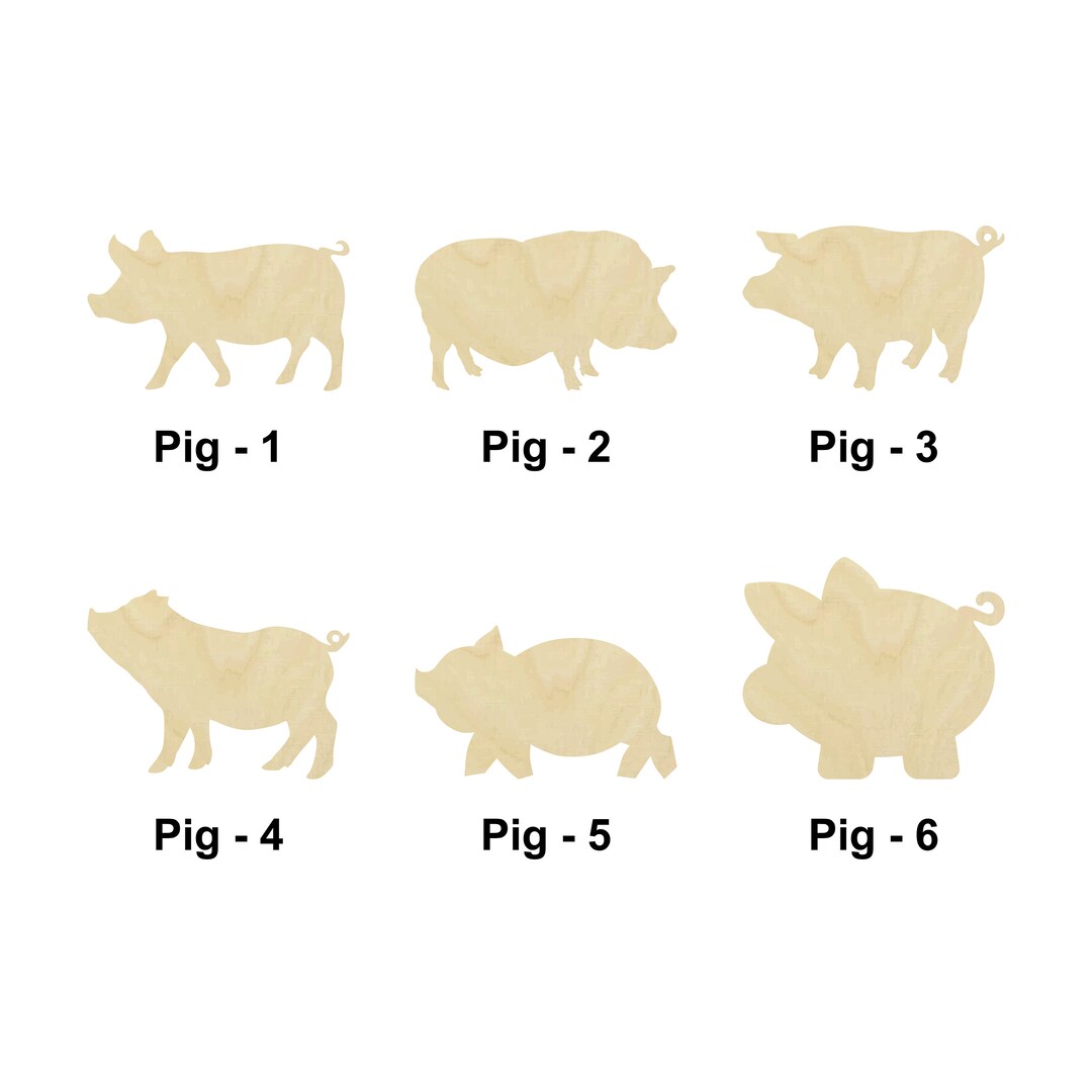 Pig - Animal- Multiple Sizes - Laser Cut Unfinished Wood Cutout Shapes ...