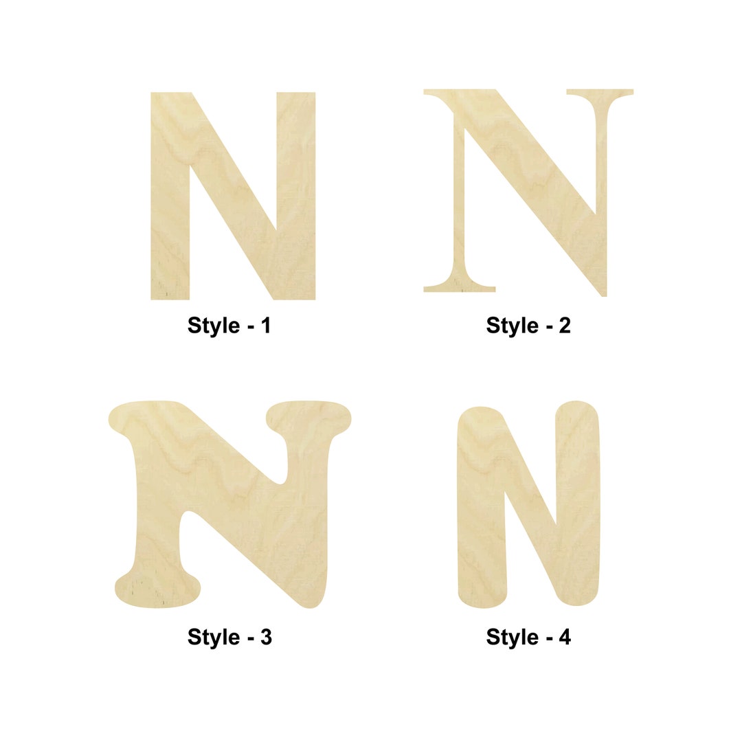 Block Letter N Wooden Shape - Multiple Sizes- Laser Cut Unfinished Wood ...
