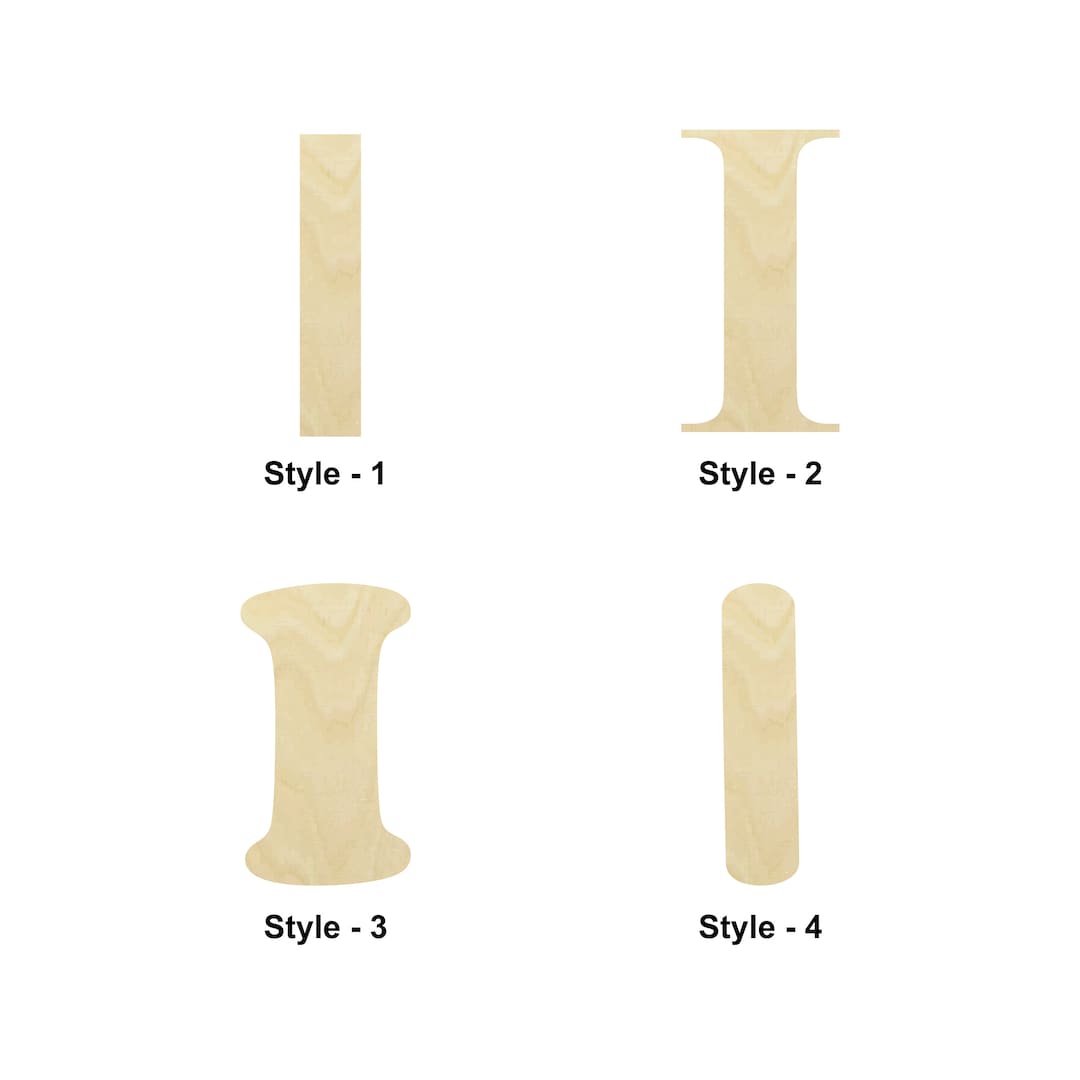 Block Letter I Wooden Shape - Multiple Sizes- Laser Cut Unfinished Wood ...