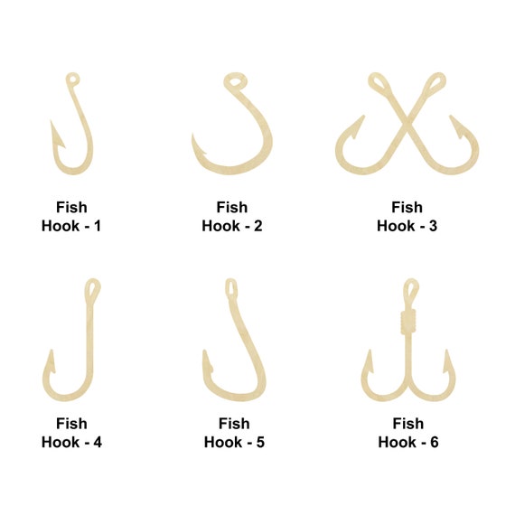 Fish Hook Shape Multiple Sizes Laser Cut Unfinished Wood - Etsy