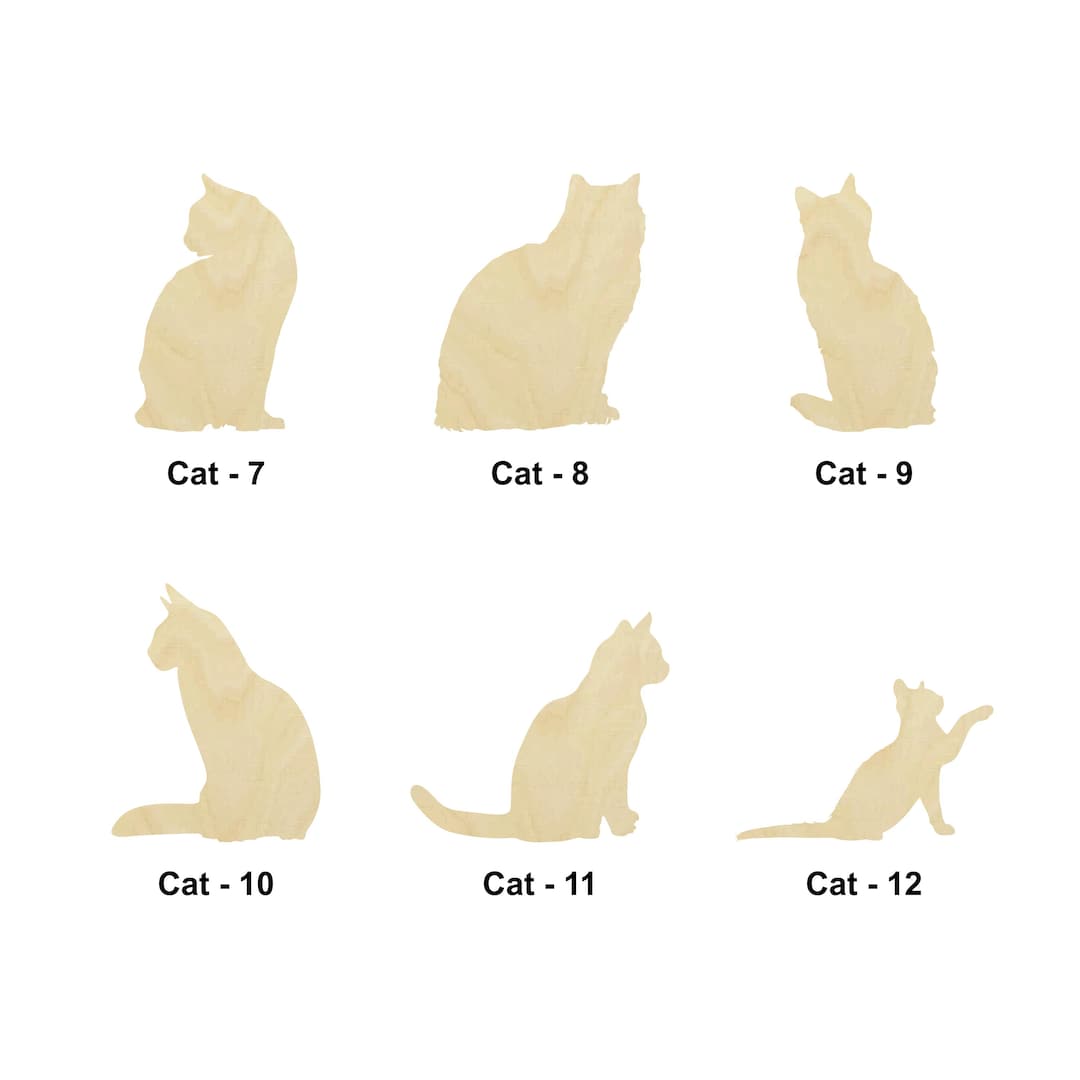 Cat-2 Wooden Shape - Multiple Sizes - Laser Cut Unfinished Wood Cutout ...
