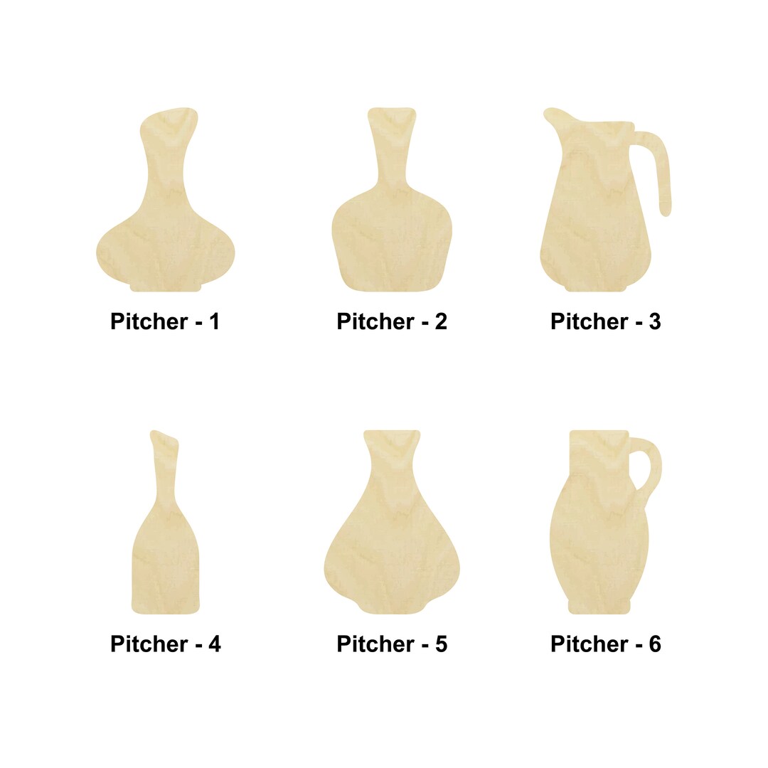 Pitcher Shape Wooden - Multiple Sizes - Laser Cut Unfinished Wood ...