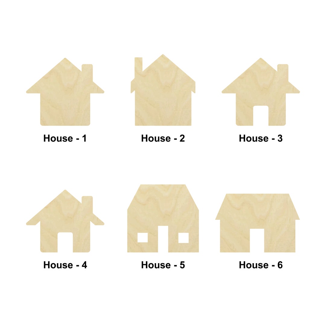 House or Hut Wooden Shape - Multiple Sizes- Laser Cut Unfinished Wood ...