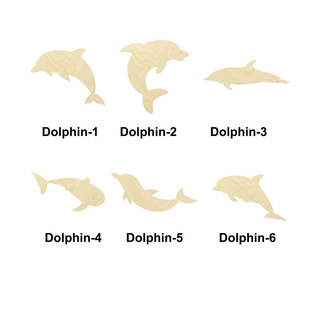Dolphin- Sea Animal- Multiple Sizes - Laser Cut Unfinished Wood Cutout ...