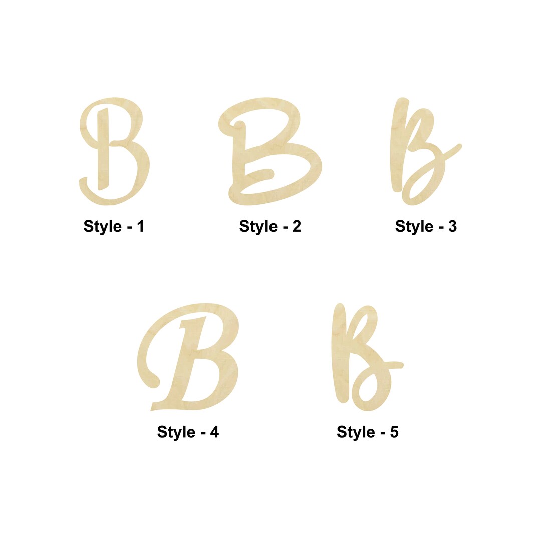 Script Block Letter B Wooden Shape - Multiple Sizes- Laser Cut ...