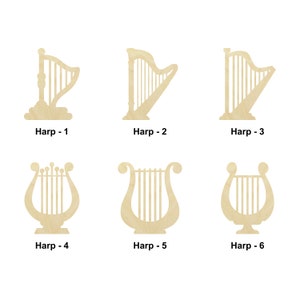 Harp Music Instruments Shapes - Multiple Sizes - Laser Cut Unfinished ...