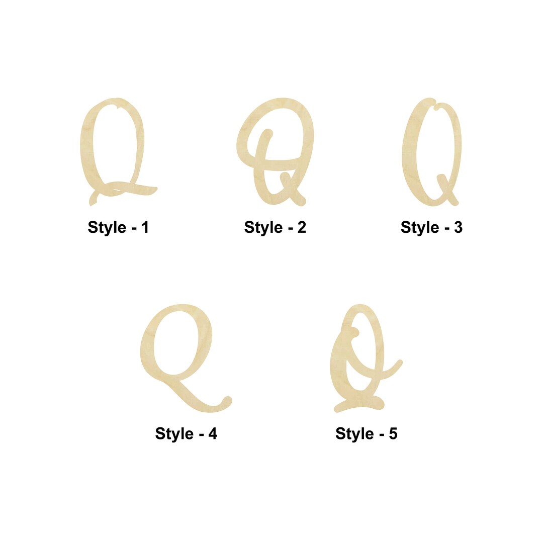 Script Block Letter Q Wooden Shape - Multiple Sizes- Laser Cut ...