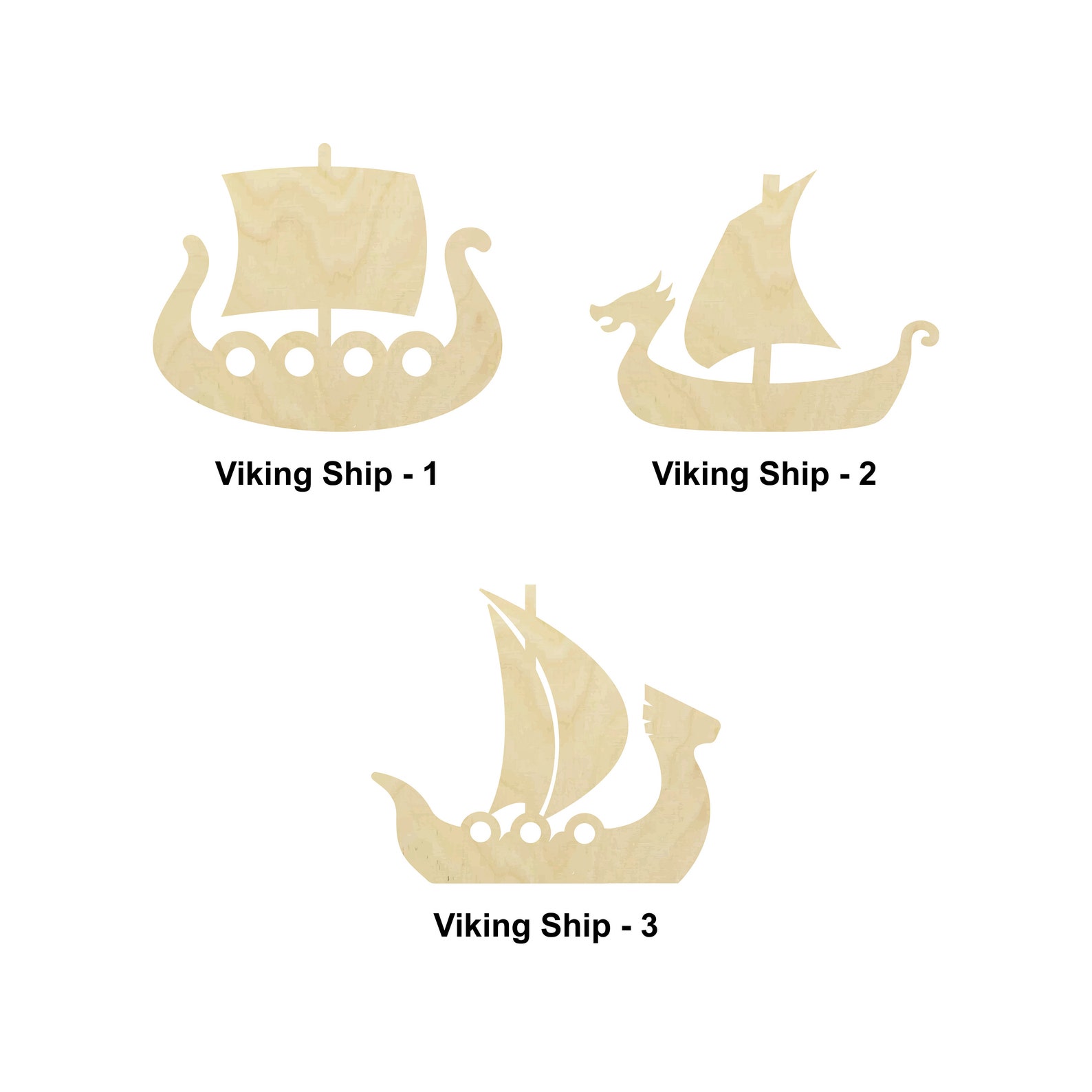 Viking Ship Wooden Shape - Multiple Sizes- Laser Cut Unfinished Wood ...