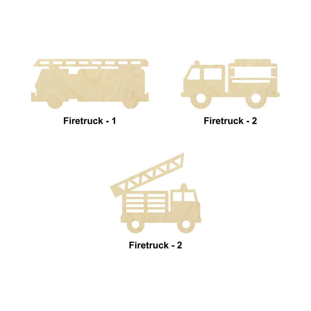 Fire Truck Vehicle Shape - Multiple Sizes - Laser Cut Unfinished Wood ...