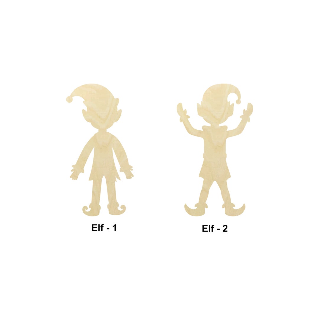 Christmas Elf Shape - Multiple Sizes - Laser Cut Unfinished Wood Cutout ...