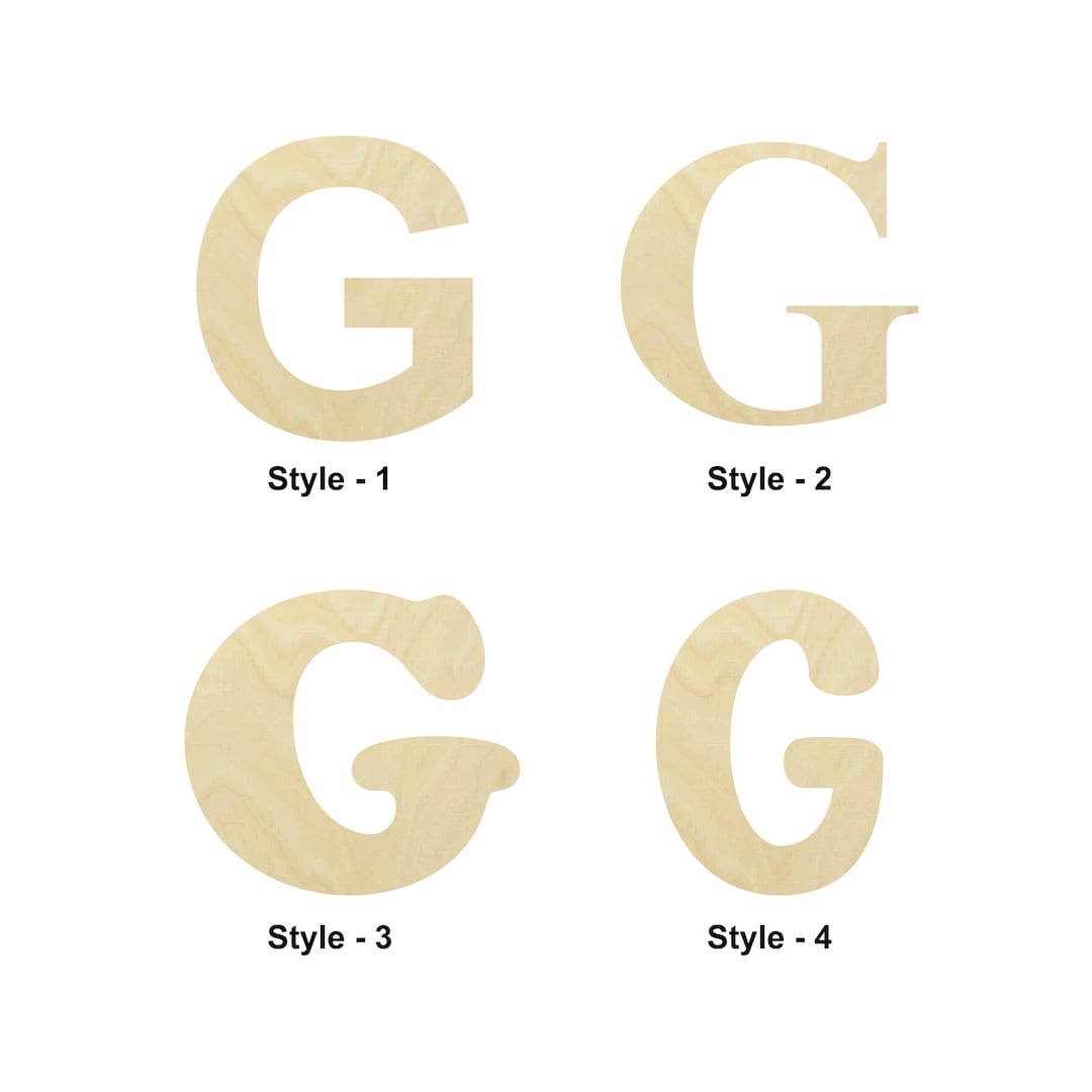 Block Letter G Wooden Shape - Multiple Sizes- Laser Cut Unfinished Wood ...
