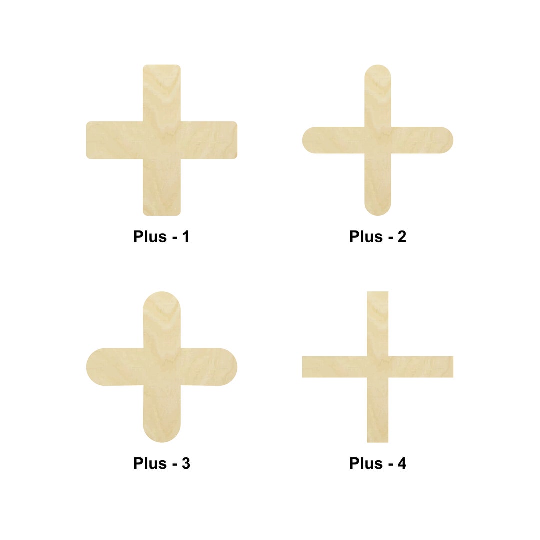 Plus Shape Wooden - Multiple Sizes - Laser Cut Unfinished Wood Cutout ...