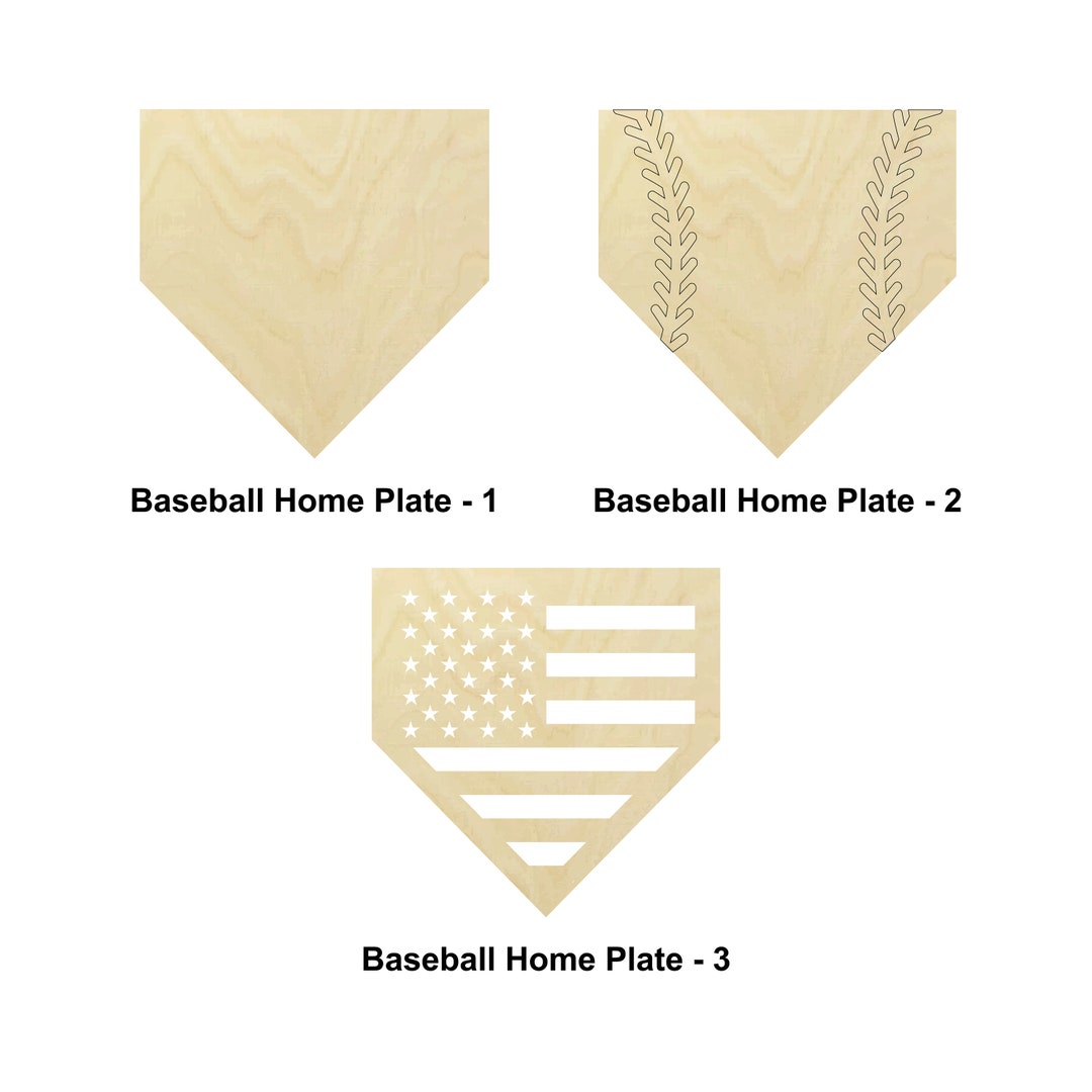 Baseball Home Plate Wooden Shape - Multiple Sizes- Laser Cut Unfinished ...