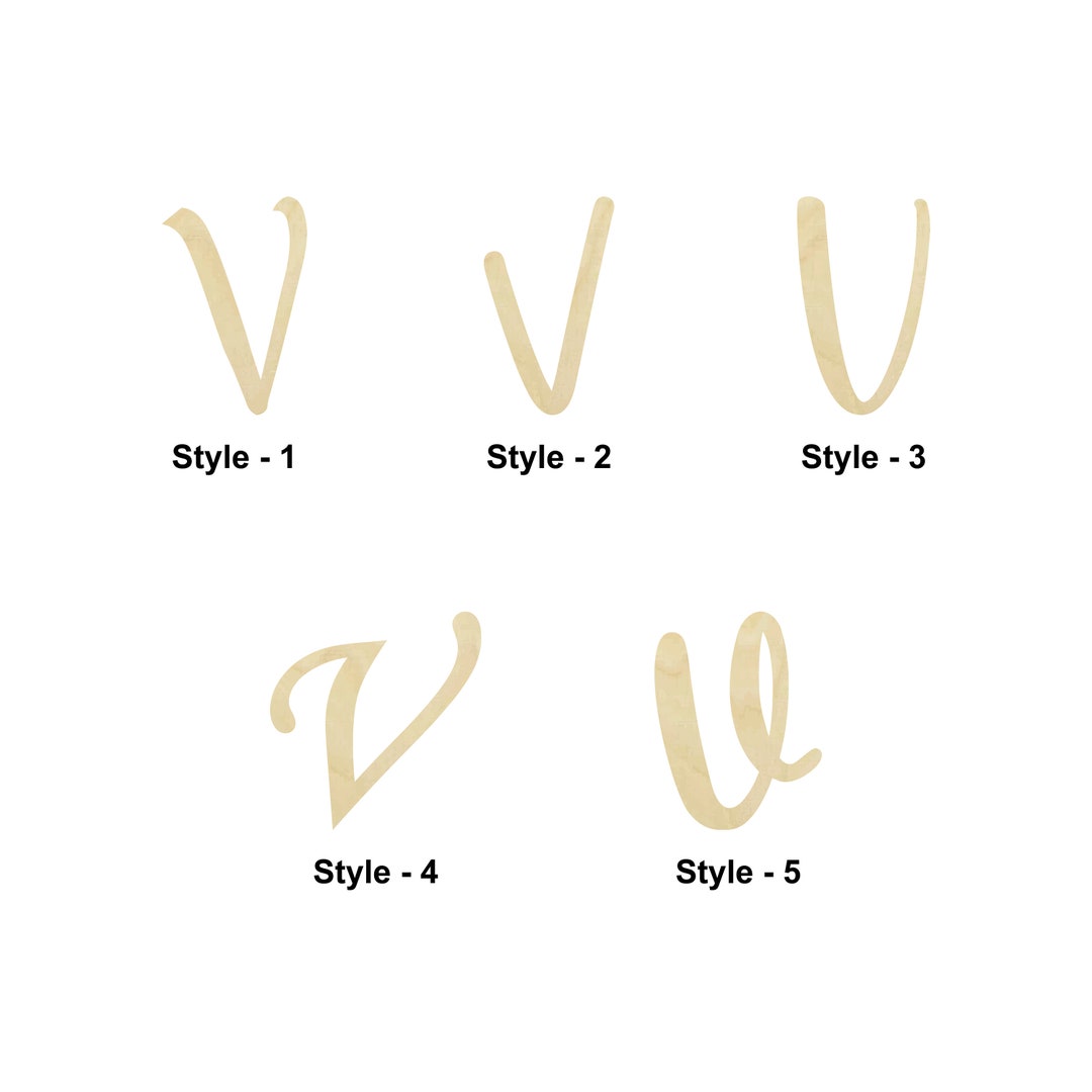 Script Block Letter V Wooden Shape - Multiple Sizes- Laser Cut ...