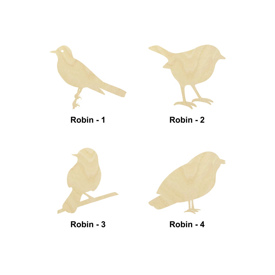 Robin Bird Wooden Shape - Multiple Sizes - Laser Cut Unfinished Wood ...