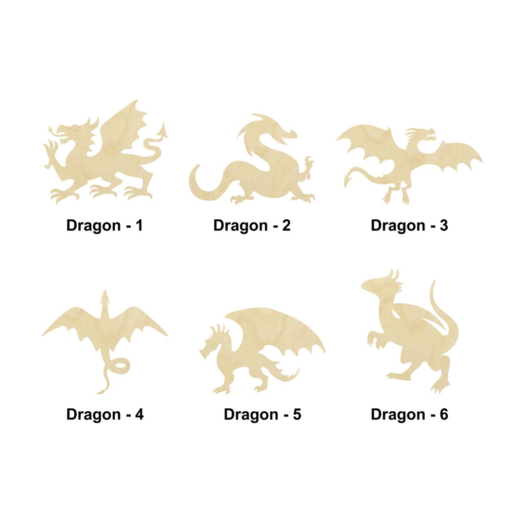 Dragon Animal- Multiple Sizes - Laser Cut Unfinished Wood Cutout Shapes ...