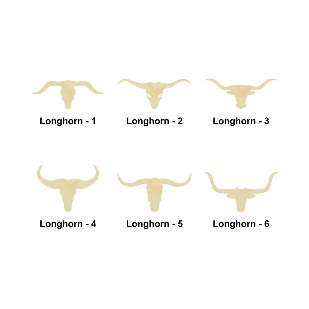 Longhorn Wooden Shape - Multiple Sizes - Laser Cut Unfinished Wood ...