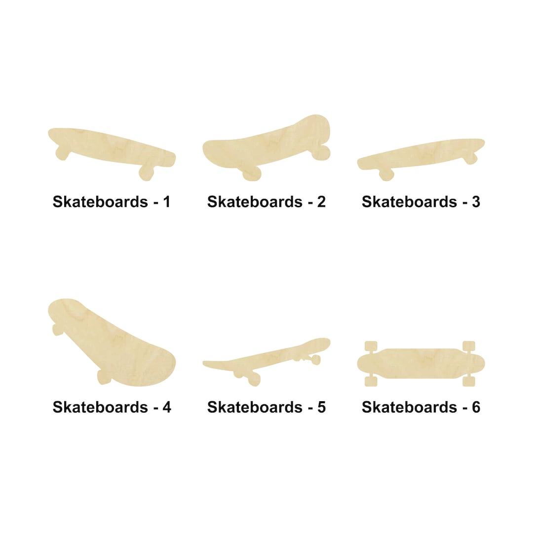 Skateboard Shape Wooden - Multiple Sizes- Laser Cut Unfinished Wood ...