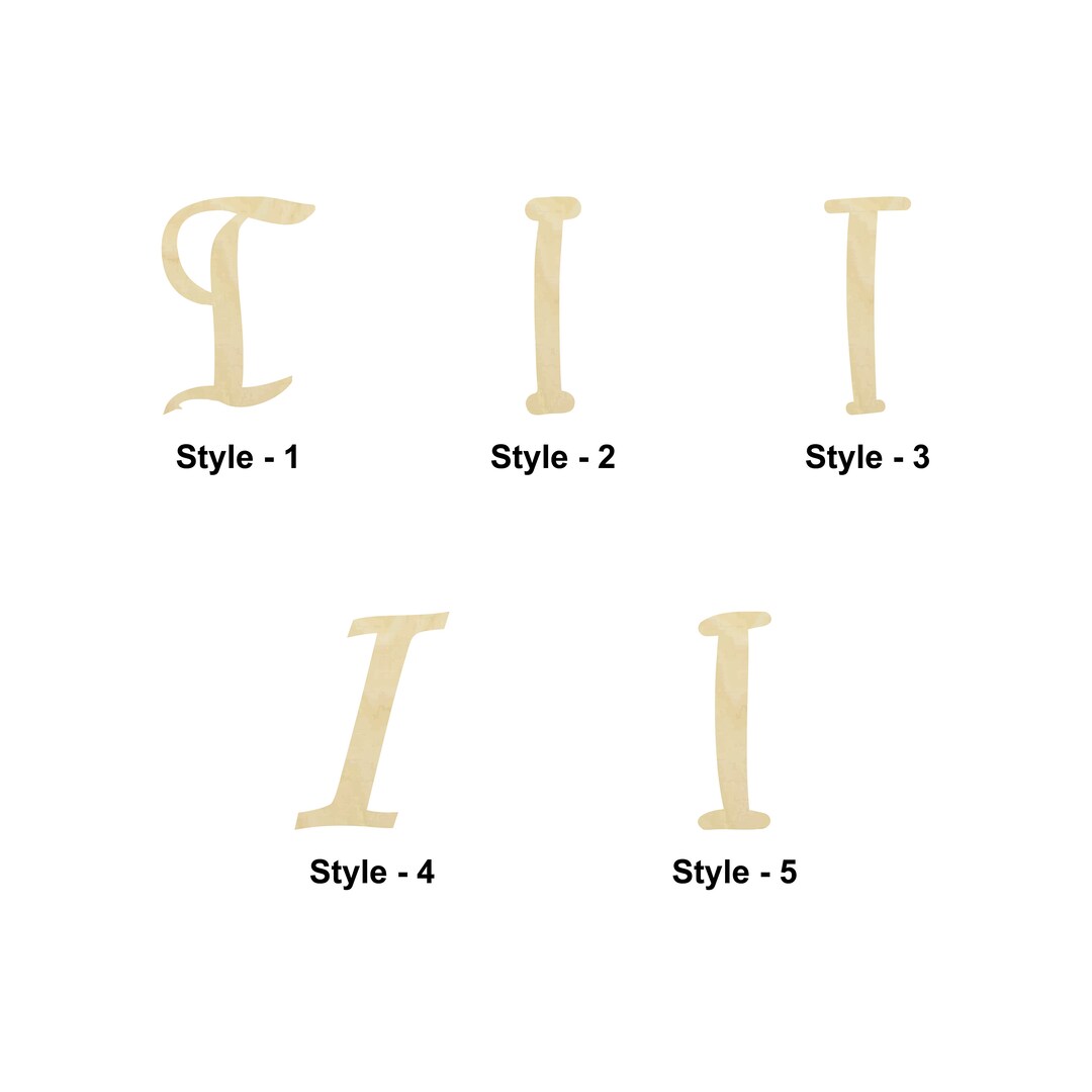 Script Block Letter I Wooden Shape - Multiple Sizes- Laser Cut ...