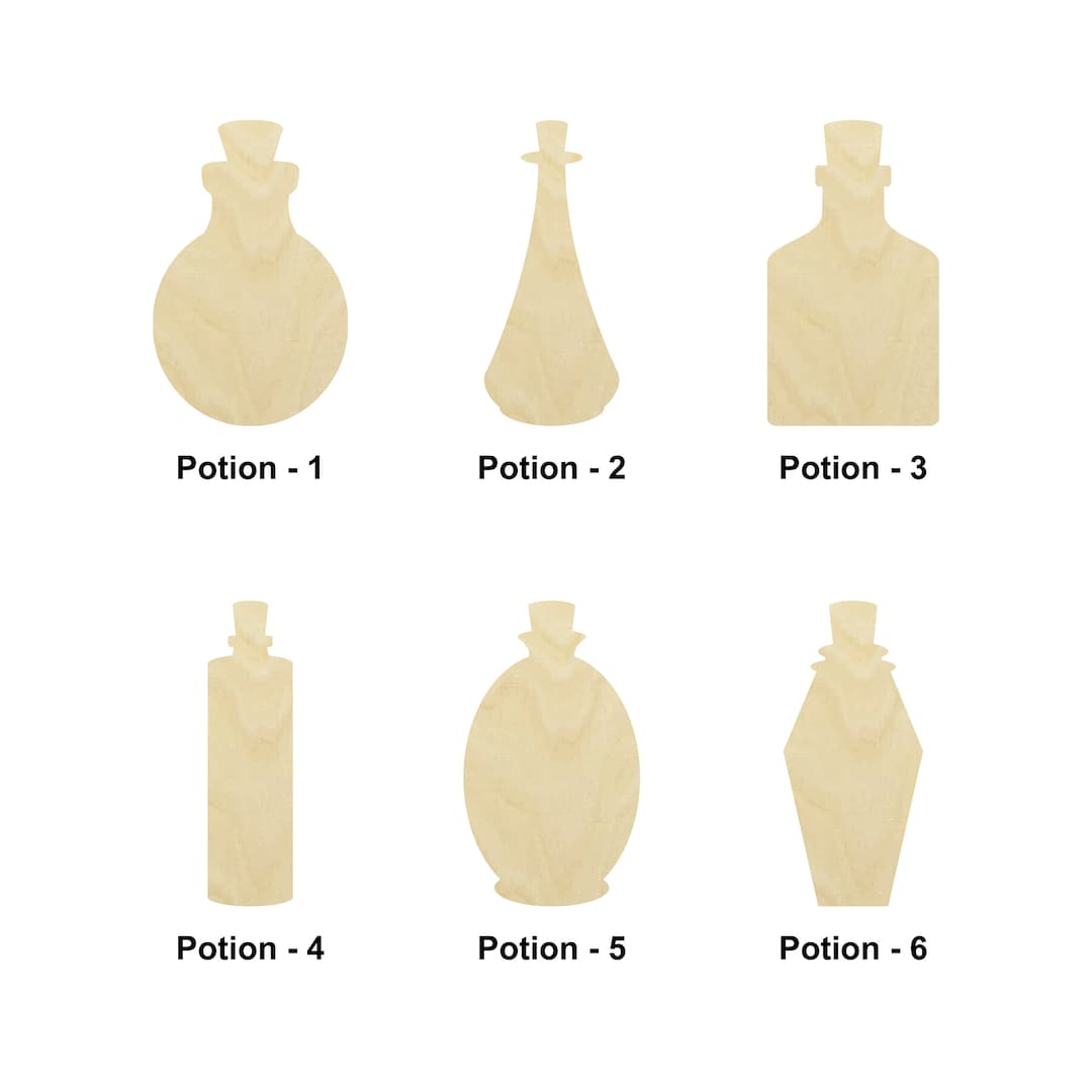 Potion Bottle Shape - Multiple Sizes- Laser Cut Unfinished Wood Cutout ...