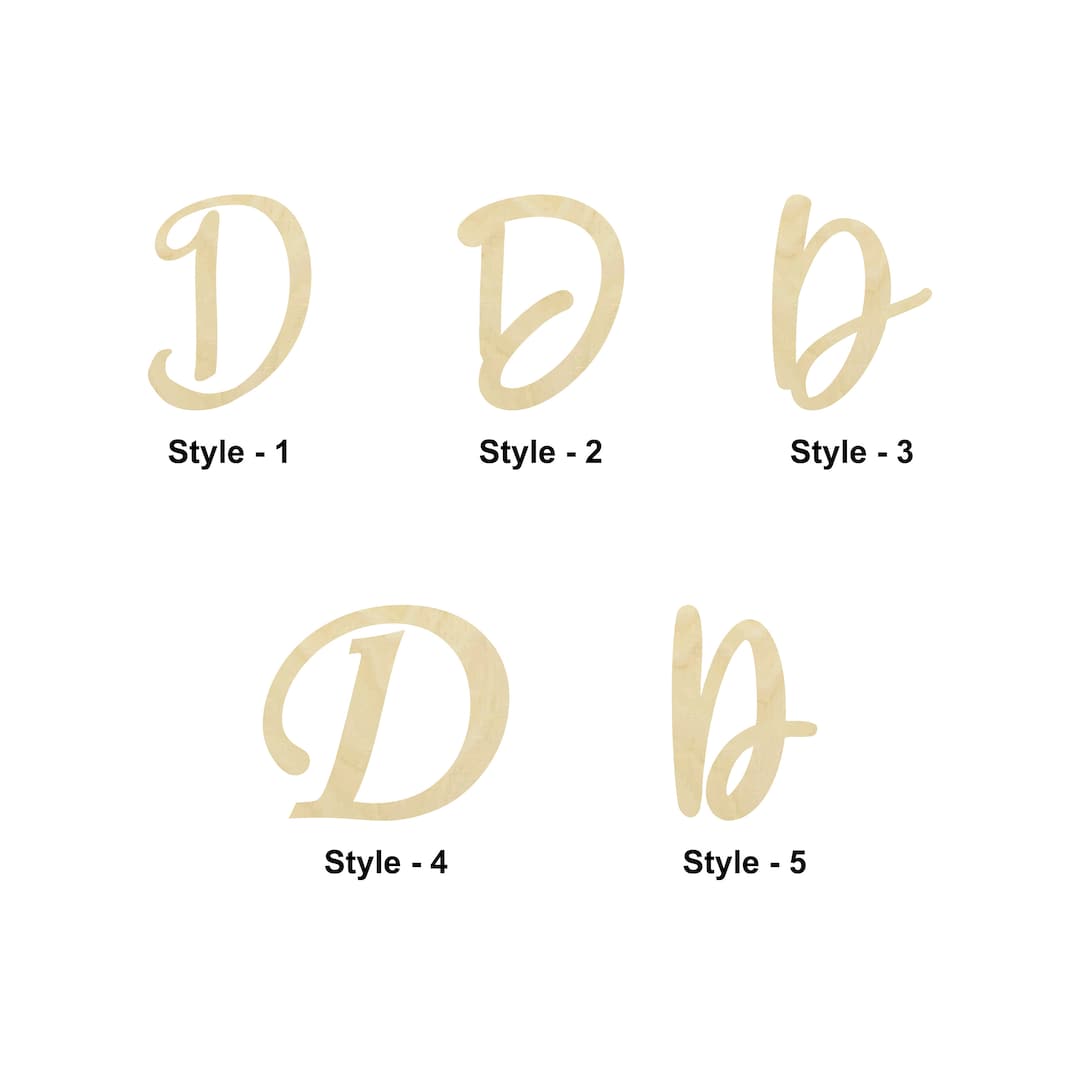 Script Block Letter D Wooden Shape - Multiple Sizes- Laser Cut ...