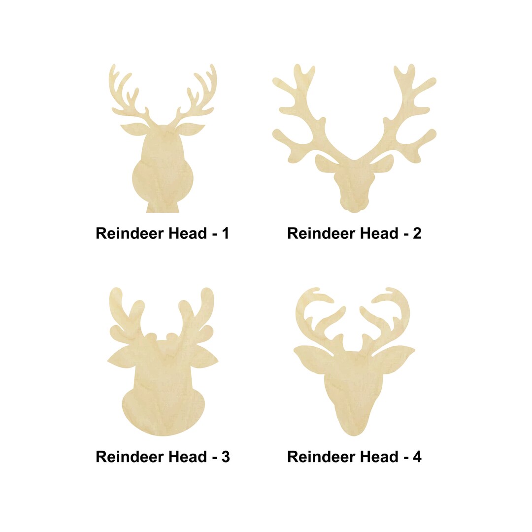 Reindeer Head Animal Shape - Multiple Sizes - Laser Cut Unfinished Wood ...